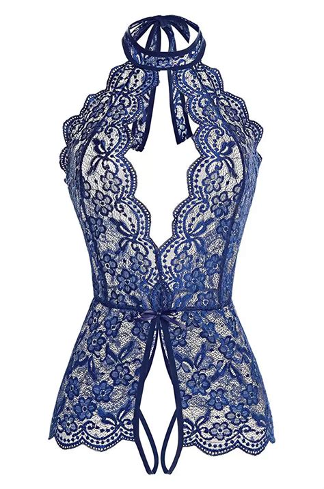 Buy Smrocco Plus Size Sexy Teddies Lace Lingerie Nightwear Pm8041 Blue