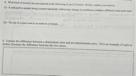 Solved 8 What Kind Of Errors Are Encountered In The