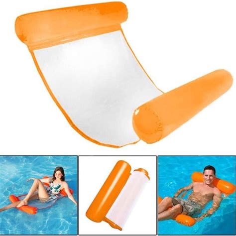 Hamac Gonflable D Eau Hamac Flottant Lit Gonflable Plage Pliant Portable 125 Cm X 70 Cm Orange