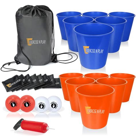 Ep Exercise N Play Backyards Pong Games Set Giant Yard Pong Bucket