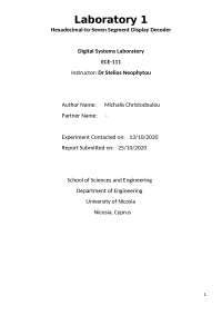 Hexadecimal To Seven Segment Display Decoder Docsity