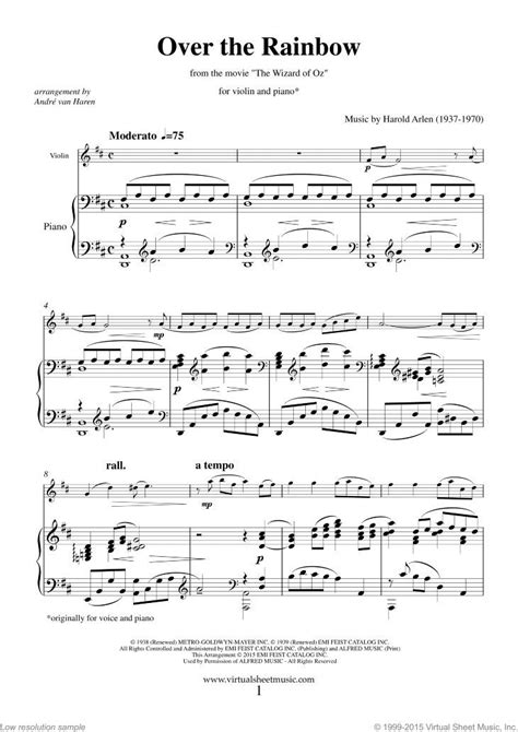 Over The Rainbow Sheet Music For Violin And Piano Pdf Sheet Music
