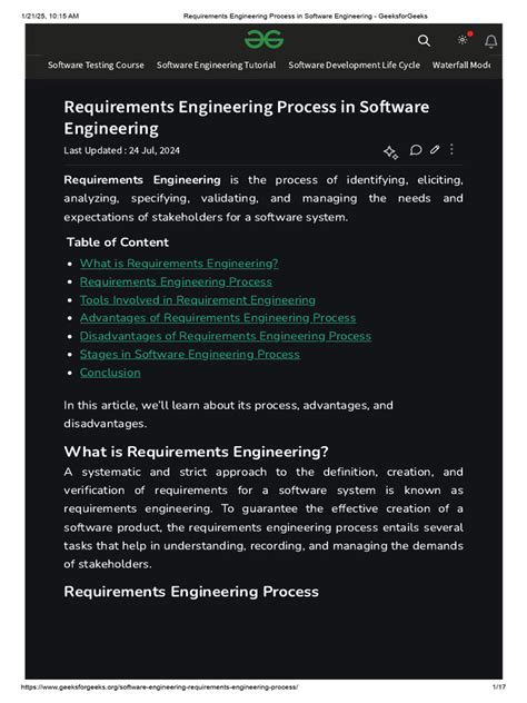 requirements engineering process in software engineering
