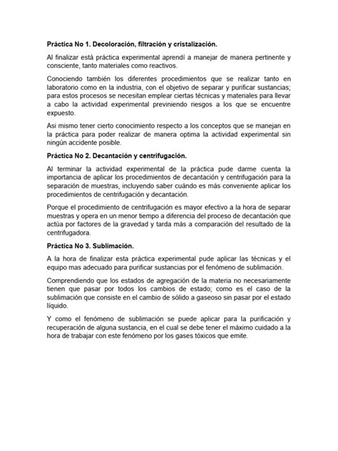 Conclusiones De Las Prácticas 12 Y 3 Pdf