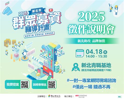 來趣新北金發局 【群募輔導徵件起跑囉！為你的創意點子加速！🚀】 114年新北市群眾募資輔導計畫 正式啟動！ 募資平台該怎麼上？行銷怎麼做