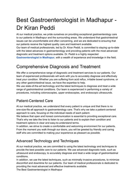 Ppt Best Gastroenterologist In Madhapur Dr Kiran Peddi Powerpoint