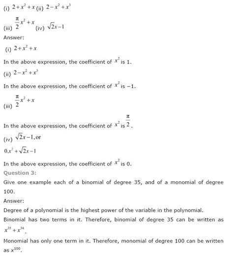 Ncert Solutions For Class 9 Maths Ch 2 Polynomials