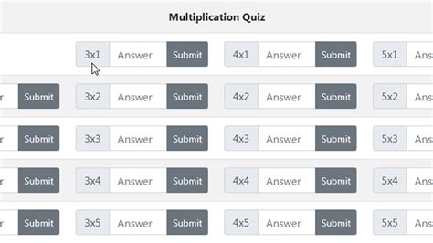 Multiplication Table Quiz Using Javascript Youtube