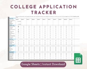College Application Tracker Spreadsheet Google Sheets College