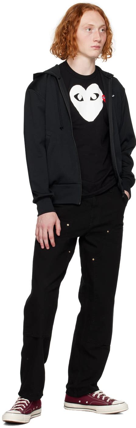 Comme Des GarÇons Play Black Outline Heart T Shirt Comme Des Garcons Play