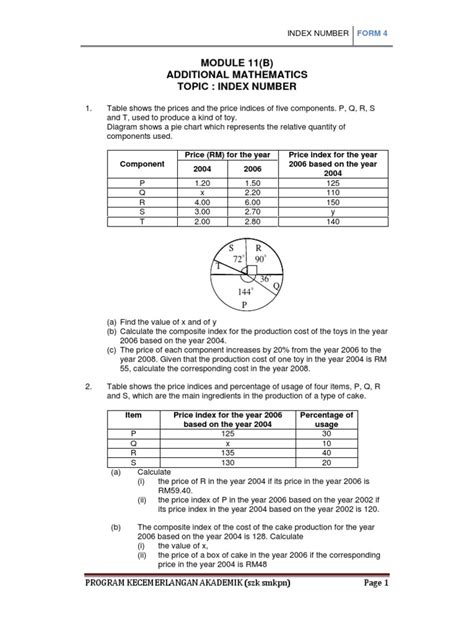 Module 11 B Add Math Index Number Pdf Price Indices Index