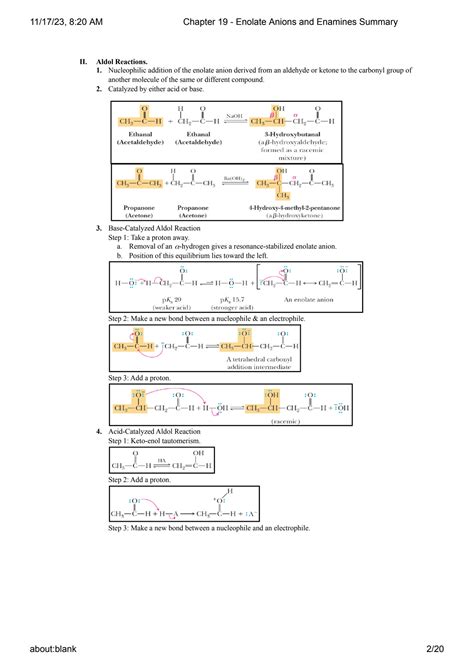 Solution Chapter 19 Enolate Anions And Enamines Summary Organic Chemistry 2 Chem 12b