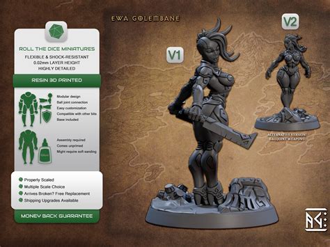 Sexy Female Warforged Pin Up Dnd Tabletop 28mm 32mm Miniature Etsy