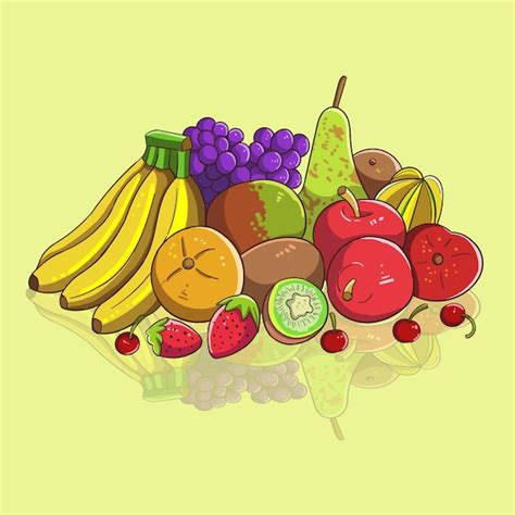 Desenho Vetorial De Frutas Vetor Premium