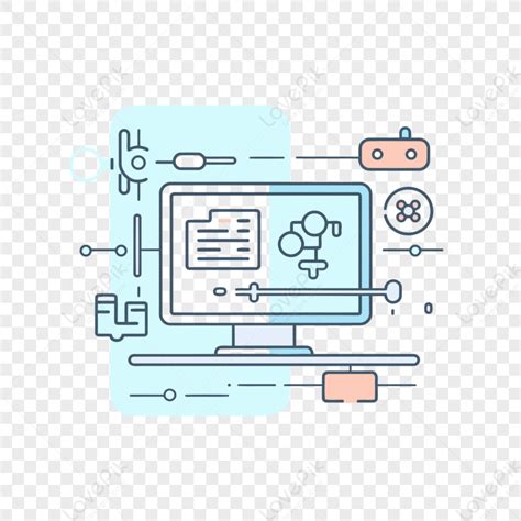 컴퓨팅 데스크탑 개념을 위한 플랫 라인 아이콘 벡터개요스케치 Png 일러스트 무료 다운로드 Lovepik