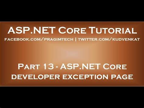 Asp Net Core Developer Exception Page Youtube