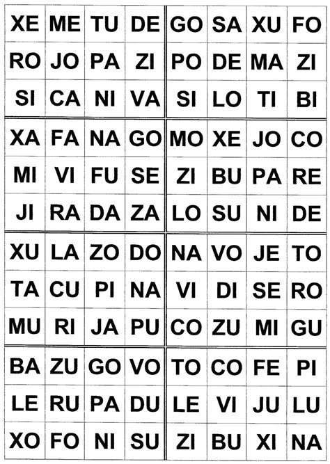 Bingo De Silabas