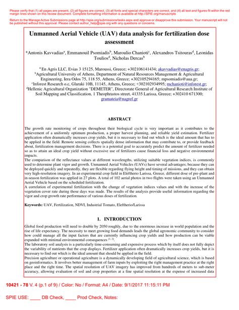 Pdf Unmanned Aerial Vehicle Uav Data Analysis For Fertilization Dose Assessment