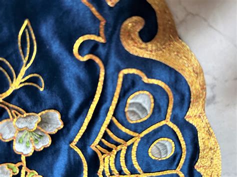 Vintage Chinese Gold Thread Embroidery Etsy