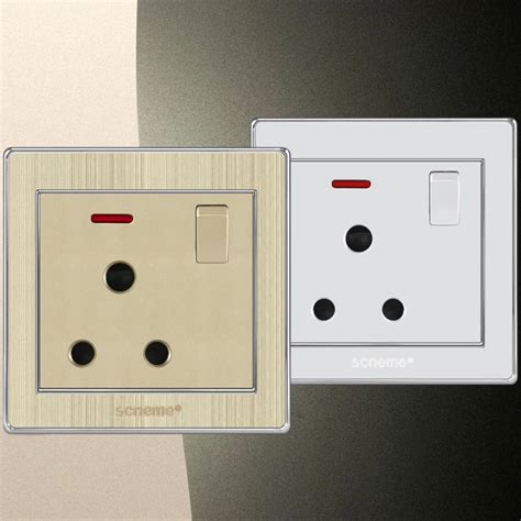 13a Uk Standard Round Hole 3 Pin Wall Socket With On Off Switch And