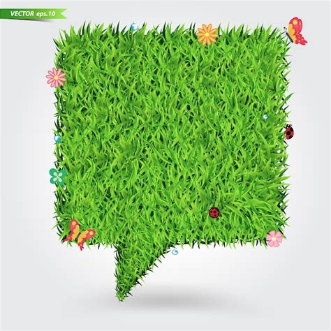 Premium Vector Green Grass Ecological Concept For Speech Bubble