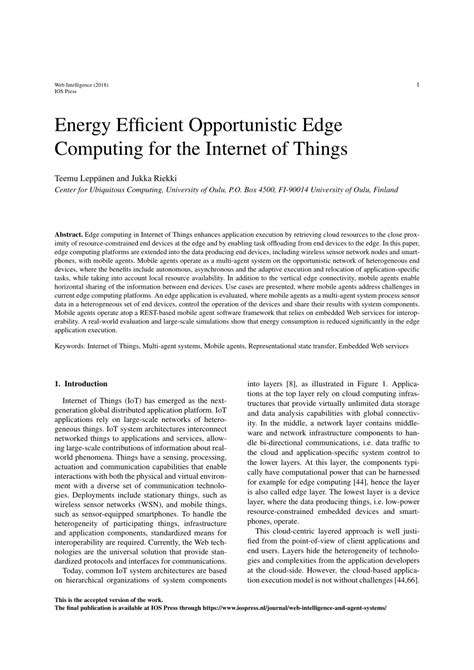 Pdf Energy Efficient Opportunistic Edge Computing For The Internet Of Things