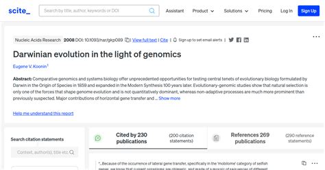Darwinian Evolution In The Light Of Genomics [scite Report]