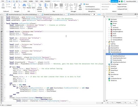 What Is Wrong With This Datastore Script If I Leave The Points Wont