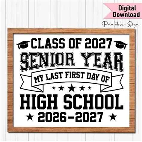 Class Of 2027 Senior Year Printable Sign High School Photo Prop