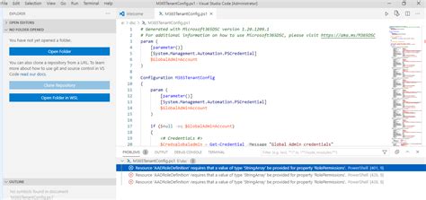 Error While Compiling The M365tenantconfigps1 Into Mof File Format · Issue 1007 · Microsoft
