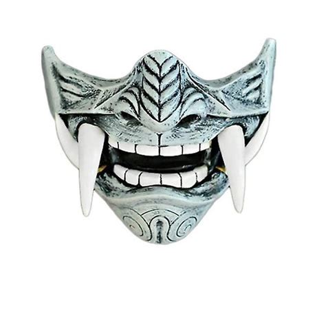 Halloween Japanese Prajna Devil Hannya Noh Kabuki Demon Oni Samurai Half Face Mask Cosplay Party
