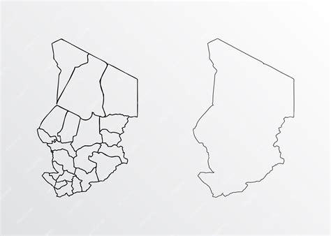 Premium Vector Black Outline Vector Map Of Chad With Regions