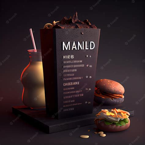 바 메뉴 디자인 템플릿 바 메뉴 디자인의 3d 현실적인 그림 프리미엄 사진