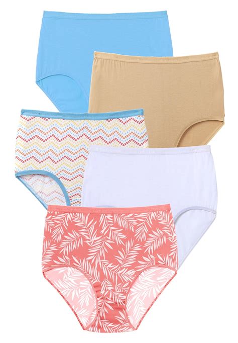 Comfort Choice Womens Plus Size Cotton Brief 5 Pack