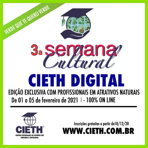 3a Semana Cultural Cieth Digital Ênfase Em Atrativos Naturais Online Sympla