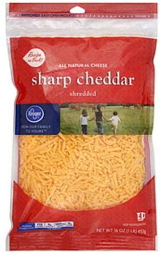 Kroger Sharp Cheddar Shredded Cheese 16 Oz Nutrition Information Innit
