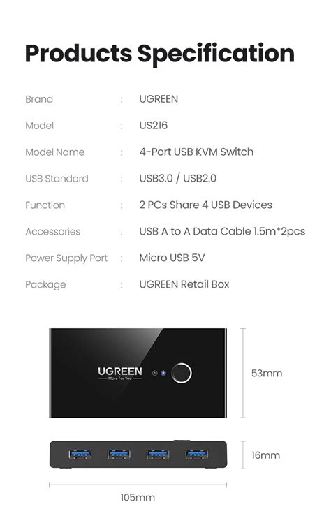 UGREEN USB Switch Selector Sharing 4 Devices For Mouse Keyboard Printer Shopee Singapore