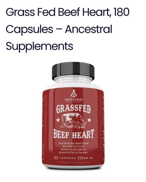 Ancestral Supplements Grass Fed Beef Heart Supplement Non Gmo Coq10