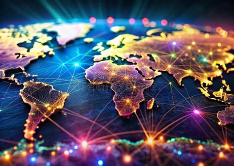 Global Data Flow A Futuristic Visualization Of Interconnected Networks And Global Information