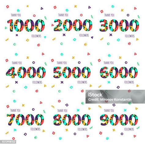 감사 합니다 19 K 추종자 번호 엽서 설정합니다 그라데이션 플랫 스타일 그라데이션 감사 합니다 이미지 벡터 일러스트 절연 흰색