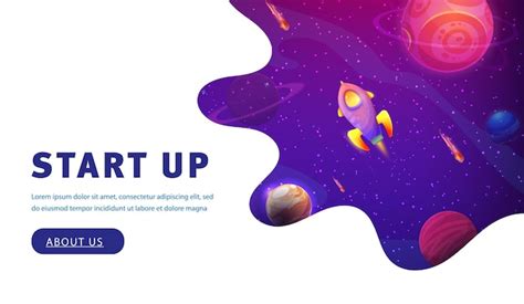 Premium Vector Space Landing Page Rocket Spaceship In Galaxy