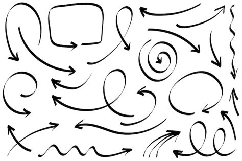 Conjunto De Setas Desenhadas à Mão Elementos De Design Do Vetor Doodle