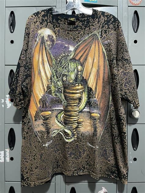 Art × Vintage 90s Dragon Graphic Tee Vintage Art Scales Aop Fantasy