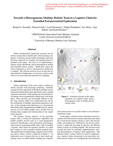 Pdf Towards A Heterogeneous Modular Robotic Team In A Logistic Chain
