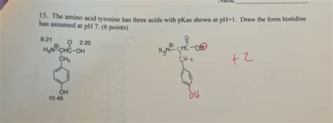 Solved The Amino Acid Tyrosine Has Three Acids With Pkas