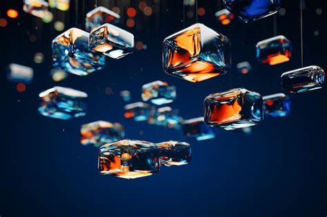 Premium Ai Image Dropping Down Glass Cubes Abstract 3d In Cinema