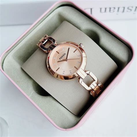 ĐỒNG HỒ NỮ FOSSIL BQ3206 QUARTZ ROSE GOLD TONE DÂY KIM LOẠI CHÍNH HÃNG