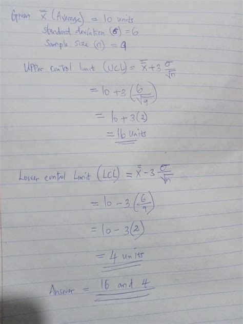 Solved A Manager Wants To Build Sigma X Bar Control Limits For A