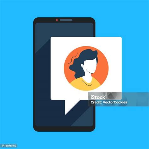 여자 사진과 함께 휴대 전화 및 메시지 스마트폰 통신 채팅 문자 메시지 Sms 알림 개념 현대적인 평면 디자인 벡터 일러스트