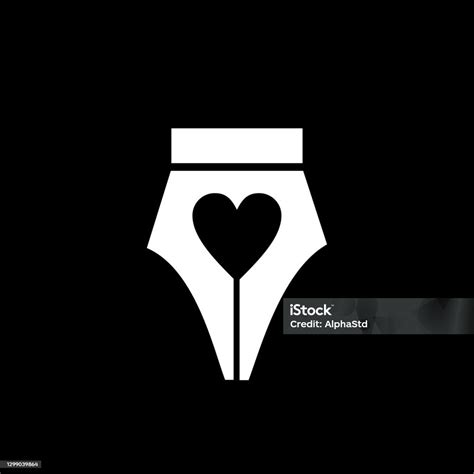 Liefde Schrijven Logo Concept Liefde Hart Pictogram Met Penpunt Vector